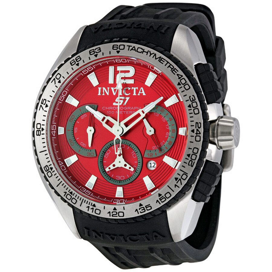 Invicta S1 Racing Chronograph Red Dial Stainless Steel Men's Watch 1452 ...