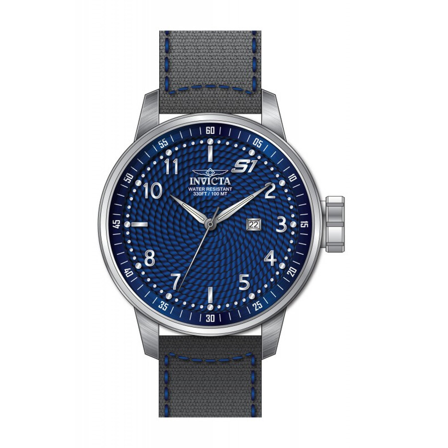 Invicta S1 Rally Blue Dial Grey Leather Men's Watch 19613 886678241019 ...