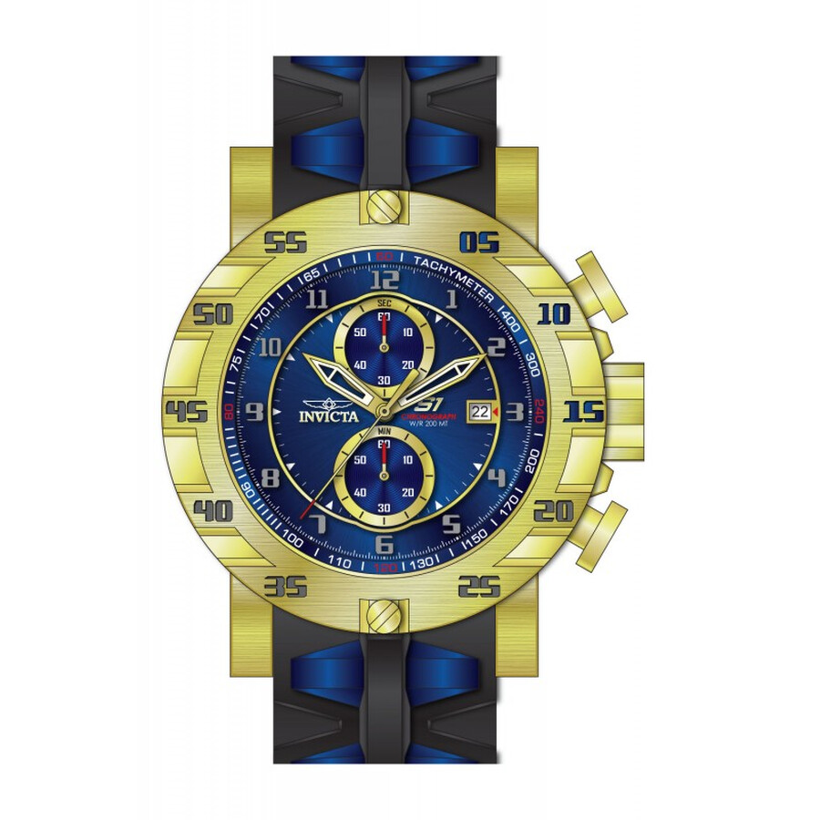 Invicta S1 Rally Chronograph Blue Dial Black and Blue Silicone Men's ...