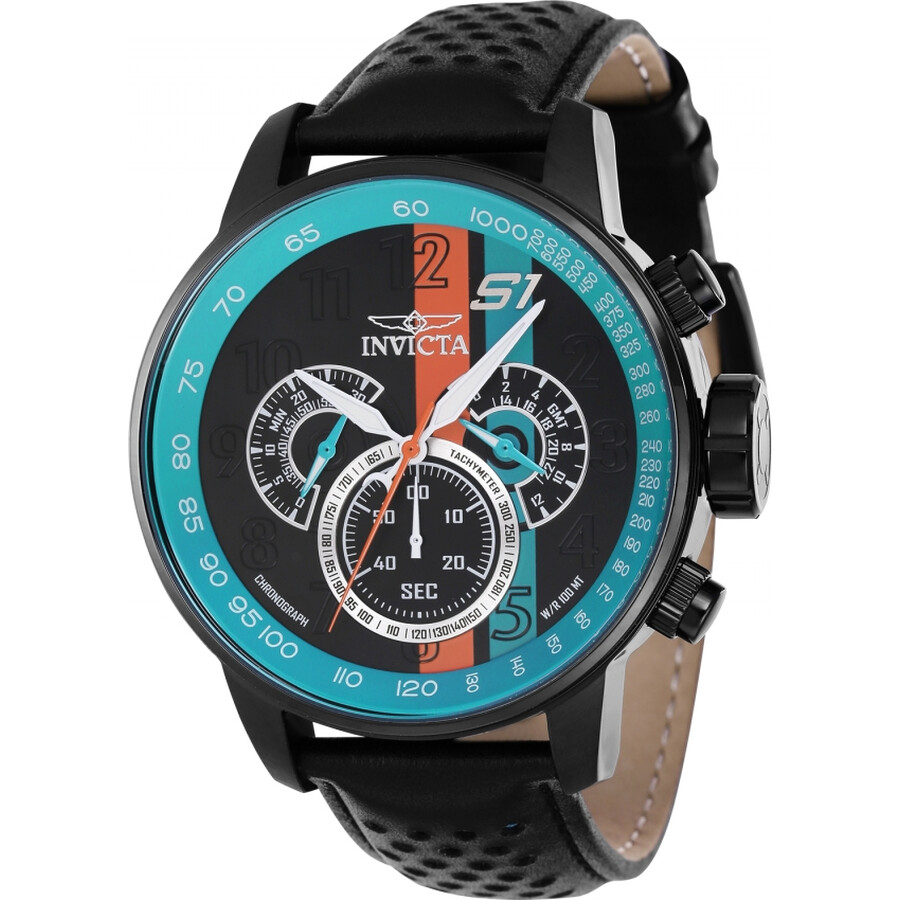 Invicta S1 Rally Chronograph GMT Quartz Black Blue Orange Dial Men's ...