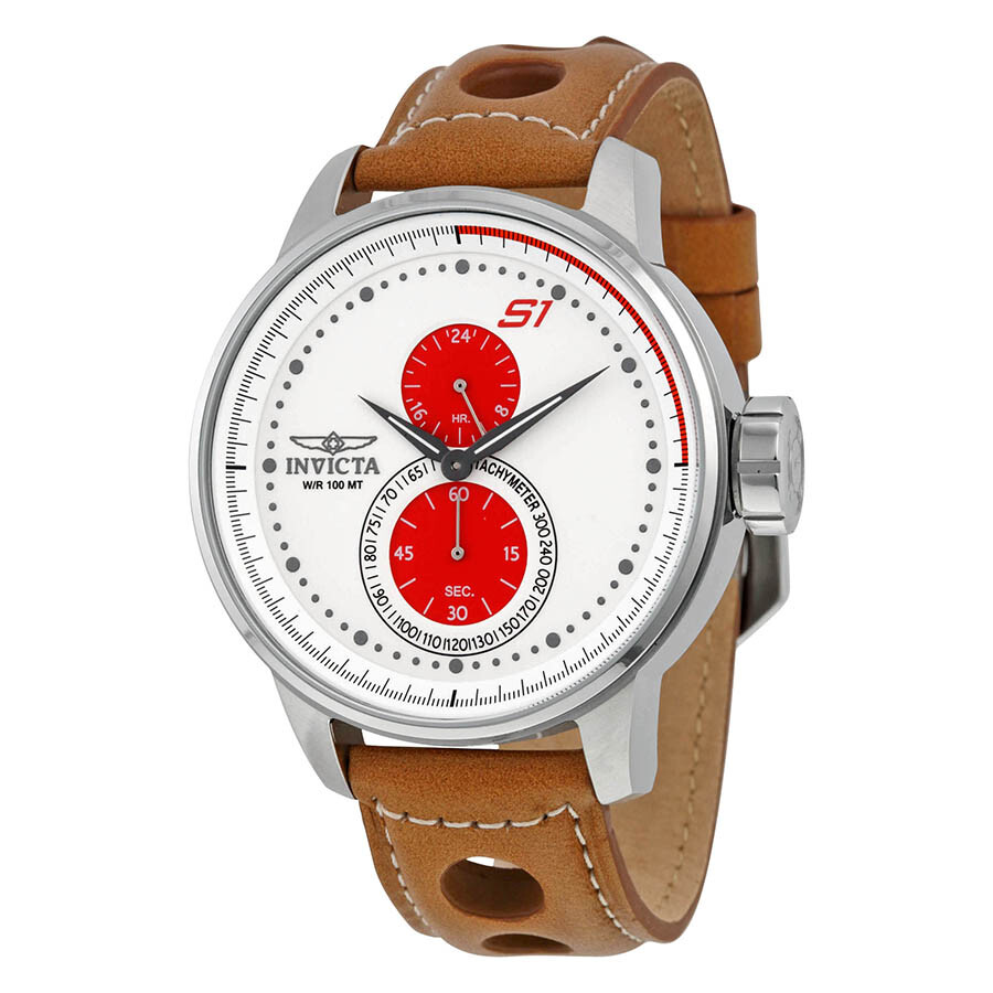 Invicta S1 Rally White Dial Light Brown Leather Men's Watch 16018 ...