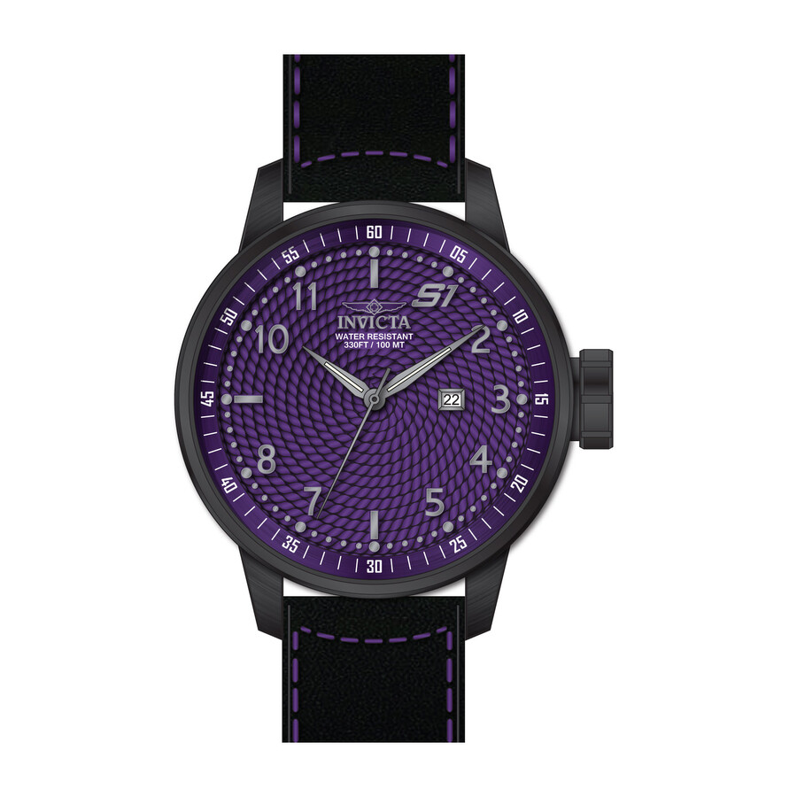 Invicta S1 Rally Purple Dial Black Leather Men's Watch 19615 ...