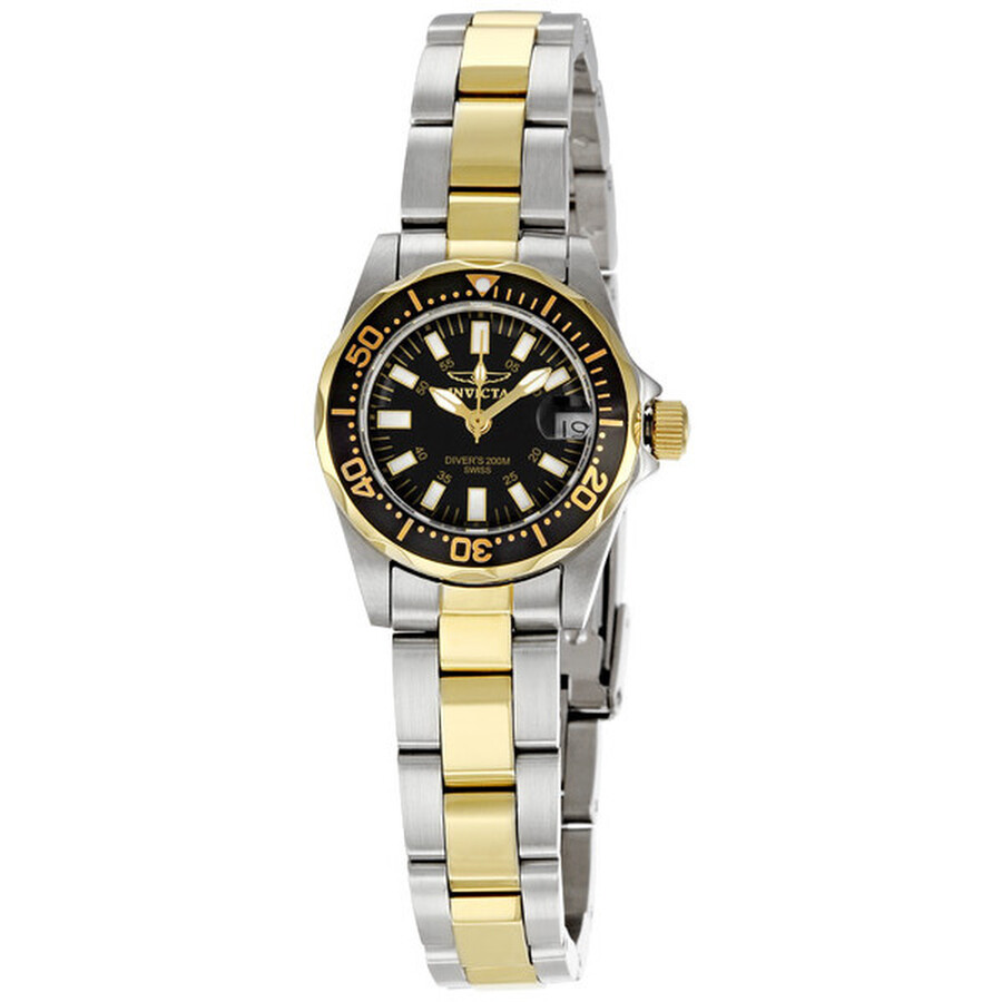 Invicta Signature Lady Quartz Black Dial Two-tone Ladies Watch 7063 ...