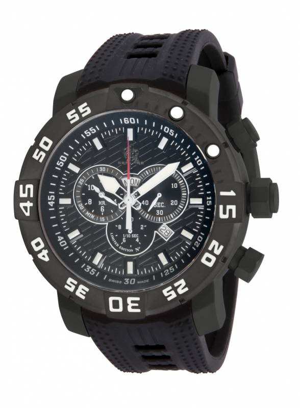 Invicta Sea Base Chronograph Black Dial Black Polyurethane Men's Watch ...