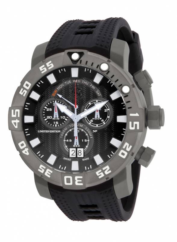 Invicta Sea Base Chronograph Black Dial Black Polyurethane Men's Watch ...
