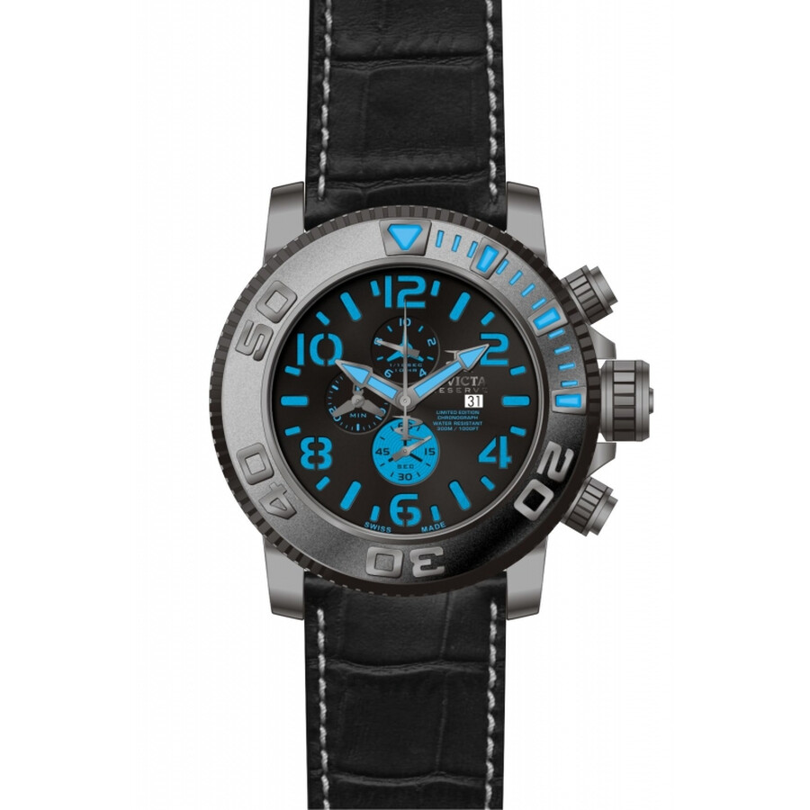 Invicta Sea Hunter Chronograph Black Dial Gunmetal PVD Men's Watch ...