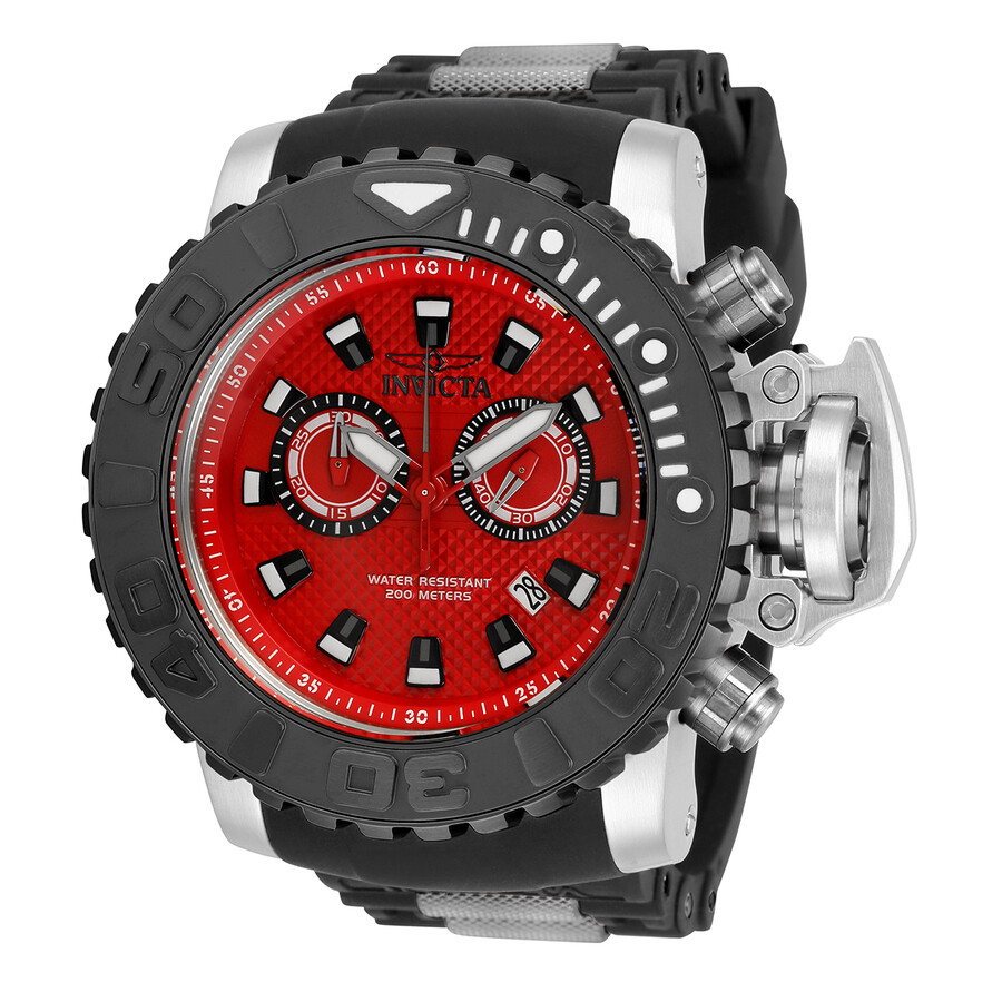 Invicta Sea Hunter Chronograph Quartz Red Dial Men's Watch 32655 ...