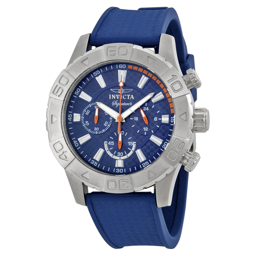 Invicta Signature Chronograh Blue Dial Blue Polyurethane Men's Watch ...