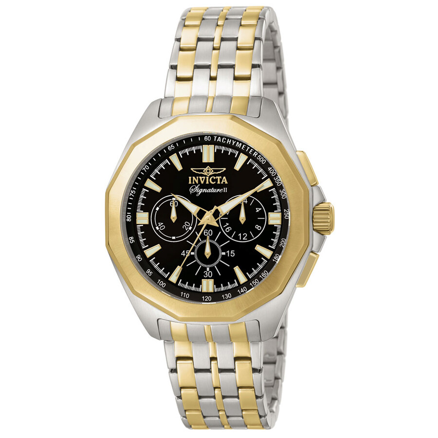 Invicta Signature II Black Dial Two Tone Chronograph Men's Watch 7316 ...