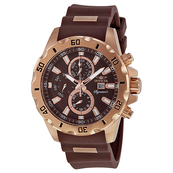 Invicta Signature II Brown Dial Rose Gold-tone Stainless Steel Men's ...
