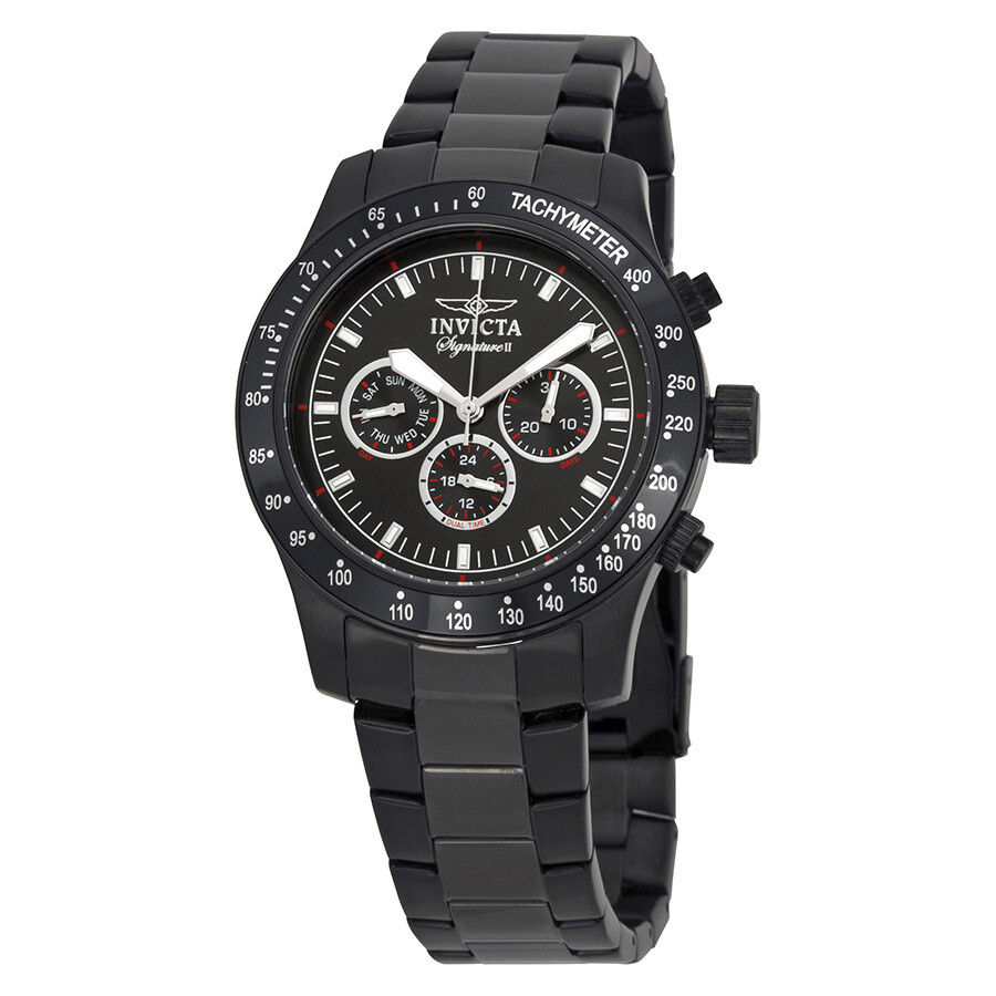 Invicta Signature II Chronograph Black Dial Black PVD Steel Men's Watch ...
