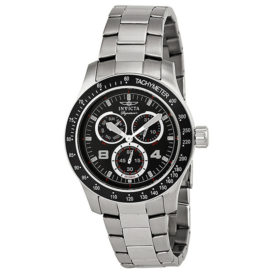 Invicta Signature II Chronograph Black Dial Stainless Steel Men's Watch ...