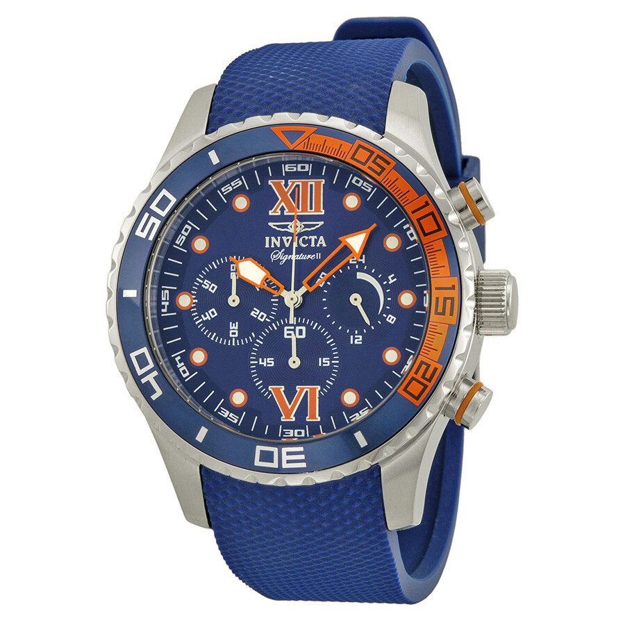 Invicta Signature II Chronograph Blue Dial Stainless Steel Men's Watch ...