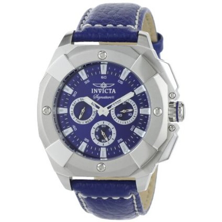 Invicta Signature II Multi-Function Blue Dial Blue Leather Men's Watch ...
