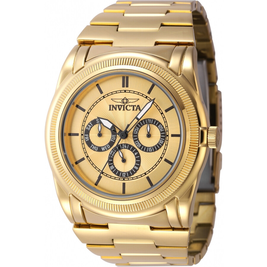 Invicta Slim GMT Quartz Gold Dial Men's Watch 46261 886678614714 ...