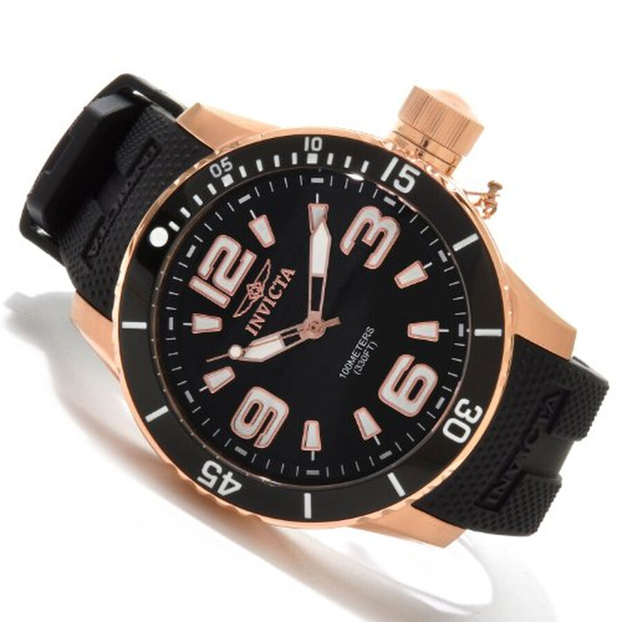 Invicta Specialty Black Dial Black Polyurethane Men's Watch 1673 ...