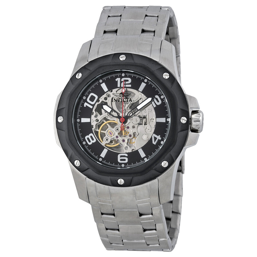 Invicta Specialty Black Skeleton Dial Stainless Steel Men's Watch 16126 ...
