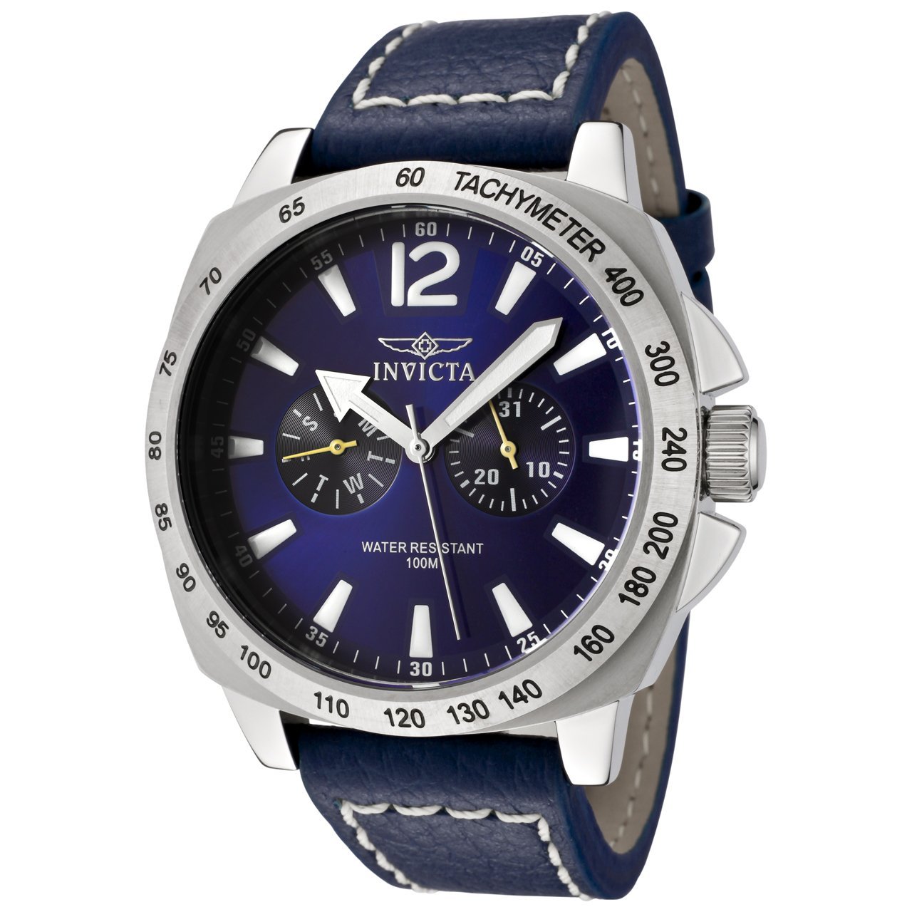 Invicta Specialty Blue Dial Blue Leather Multifuntion Men's Watch 0854 ...
