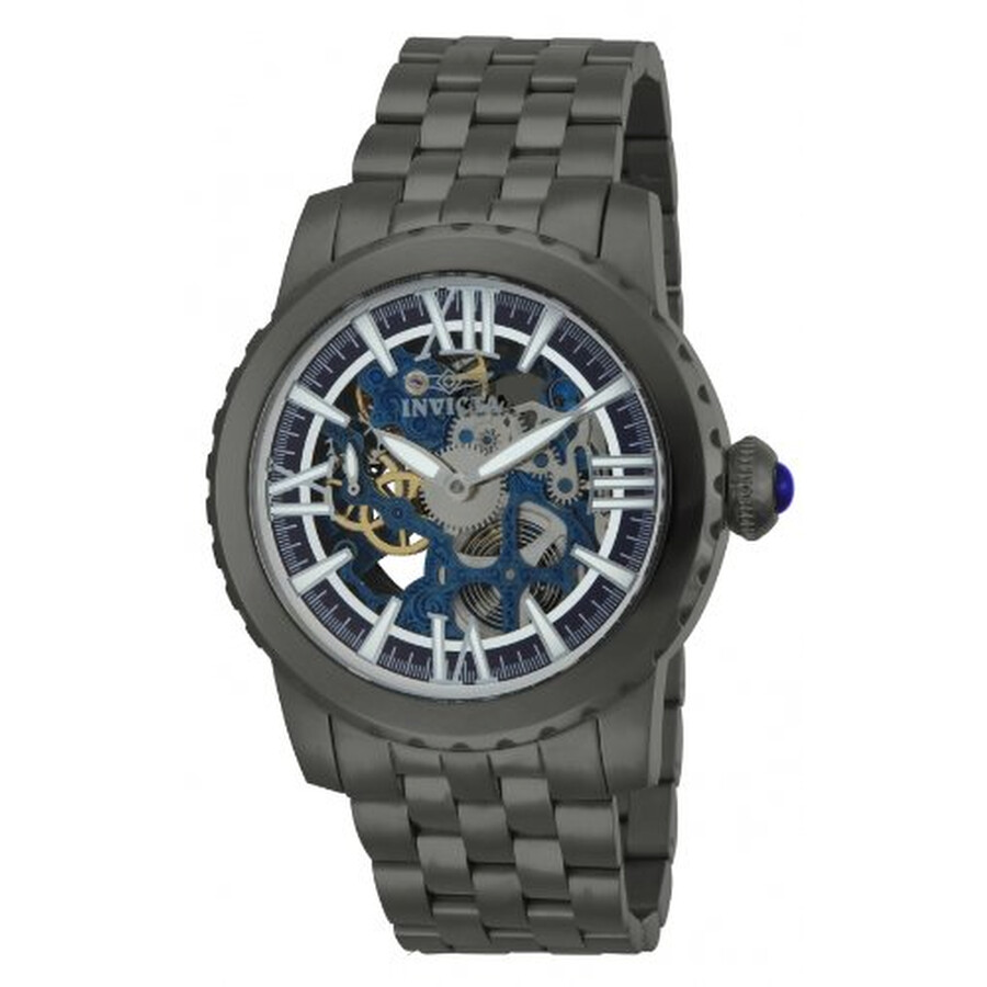 Invicta Specialty Blue Skeletal Dial Black PVD Mechanical Men's Watch ...