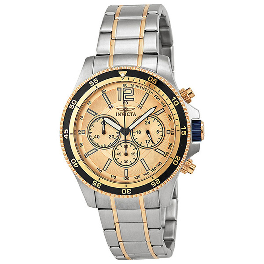 Invicta Specialty Chronograph Champagne Dial Two-tone Men's Watch 13976 ...