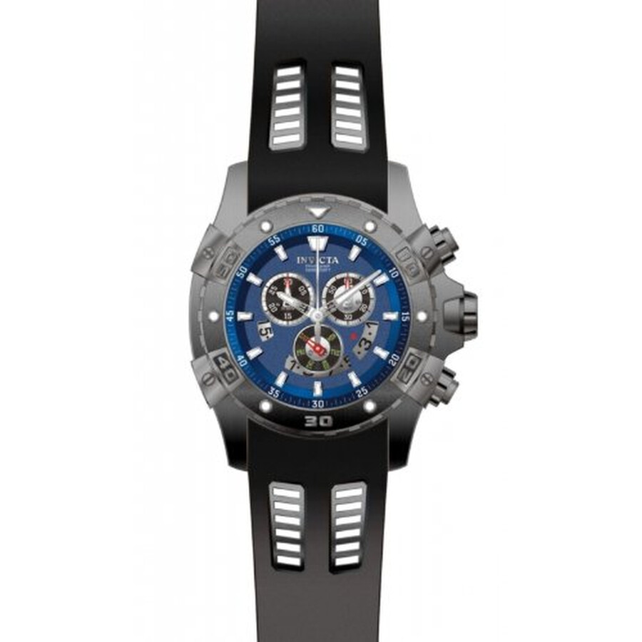 Invicta Specialty Chronograph Blue Dial Black Polyurethane Men's Watch ...