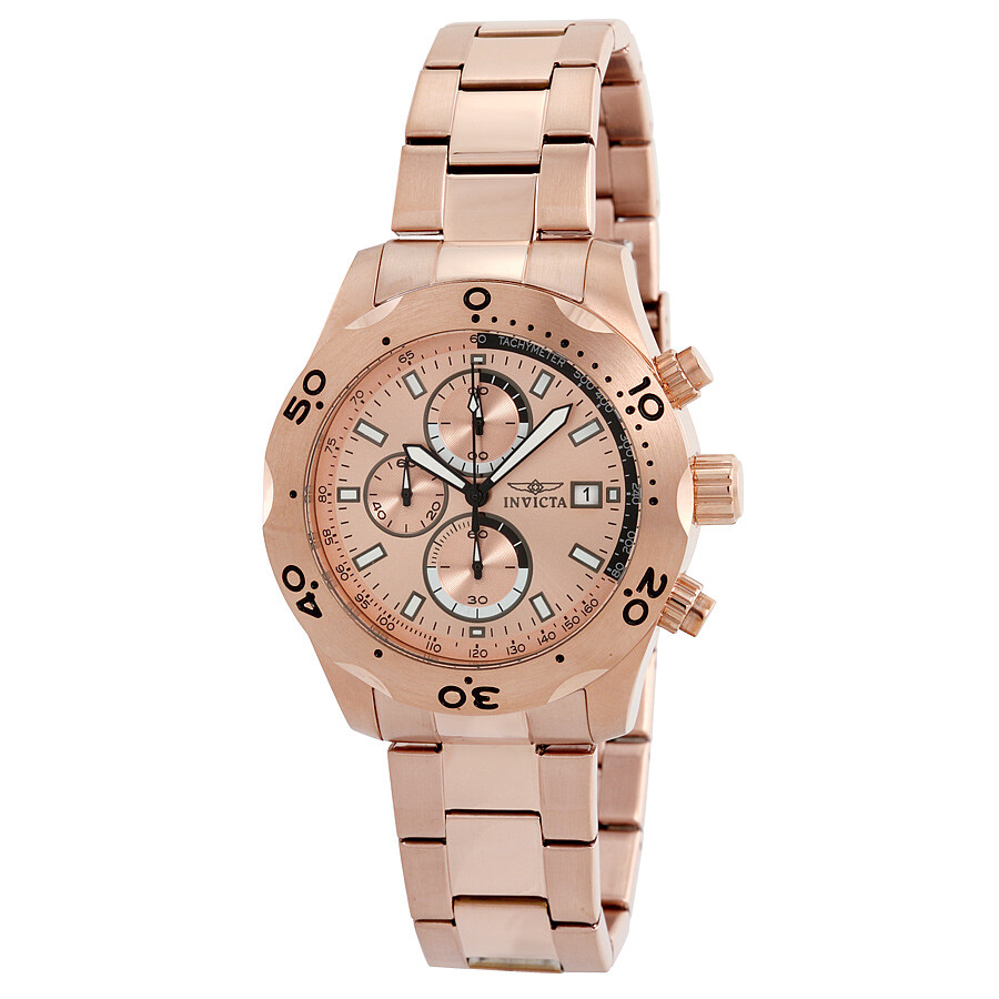 Invicta Specialty Chronograph Rose Dial Rose Gold Ion-plated Men's ...