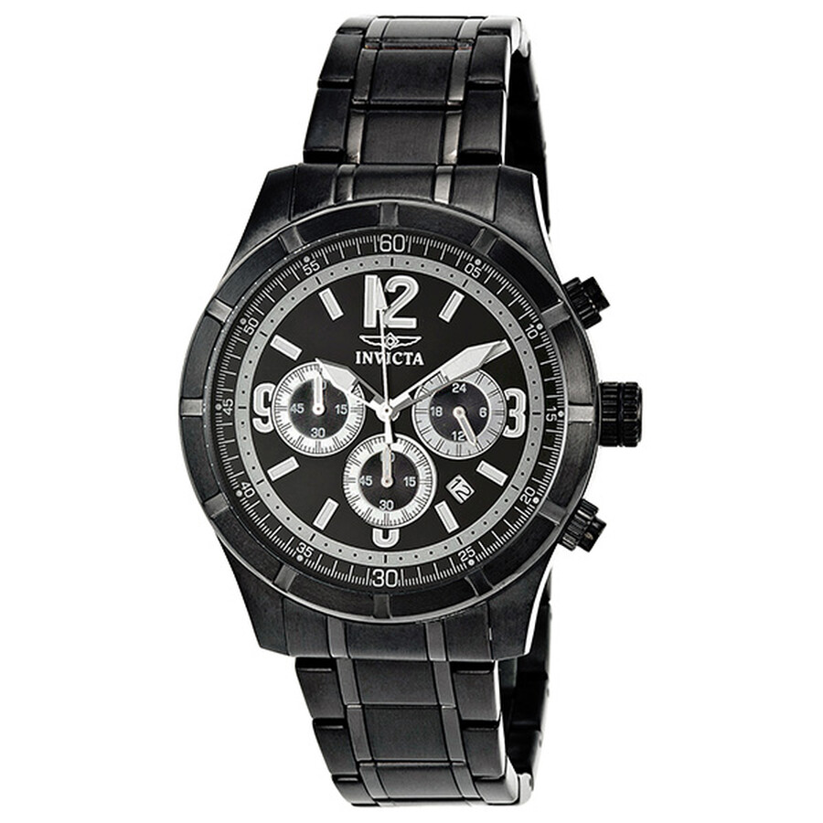 Invicta Specialty Classic Chronograph Black Dial Black PVD Men's Watch ...