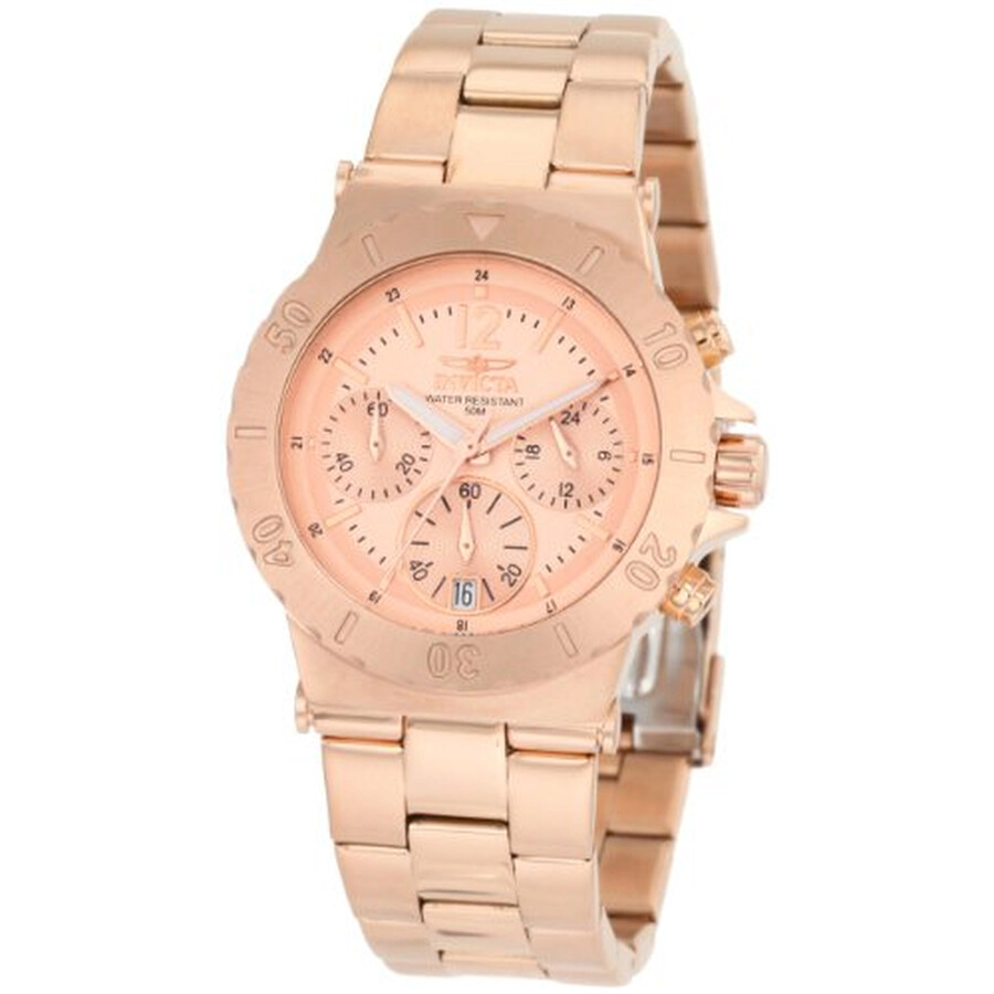 Invicta Specialty Collection Chronogrsph Rose Dial 18kt Rose Gold ...