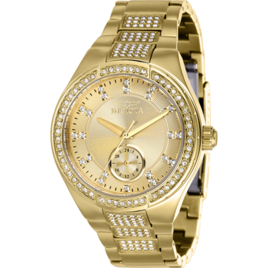 Invicta Specialty Crystal Gold Dial Ladies Watch 38631 886678524440 ...