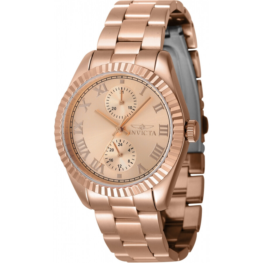 Invicta Specialty Date GMT Quartz Rose Gold Dial Ladies Watch 47447 ...