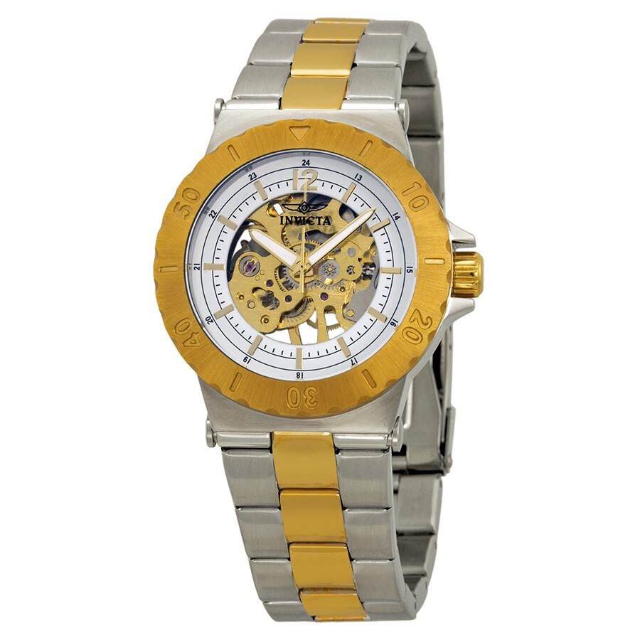 Invicta Specialty Mechanical White Skeletal Dial Two-tone Ladies Watch ...