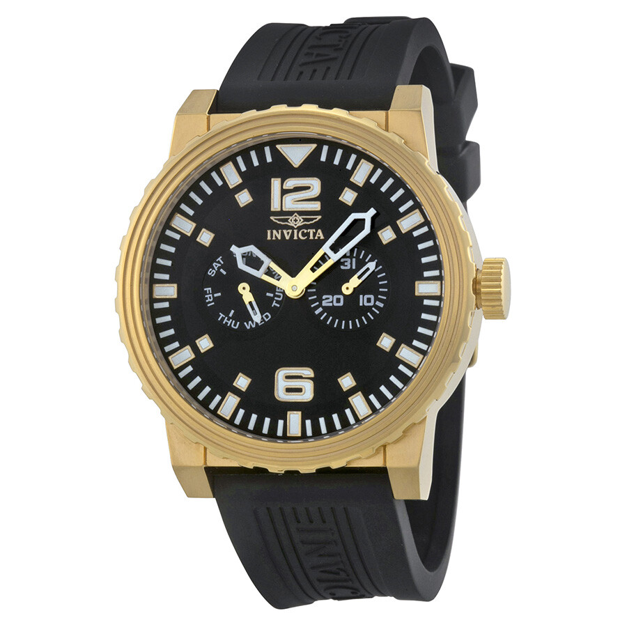 Invicta Specialty Multi-Function Black Dial Black Polyurethane Men's ...