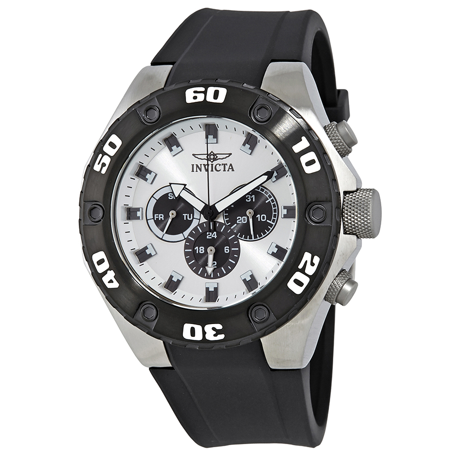 Invicta Specialty Multifunction Silver Dial Black Polyurethane Men's ...