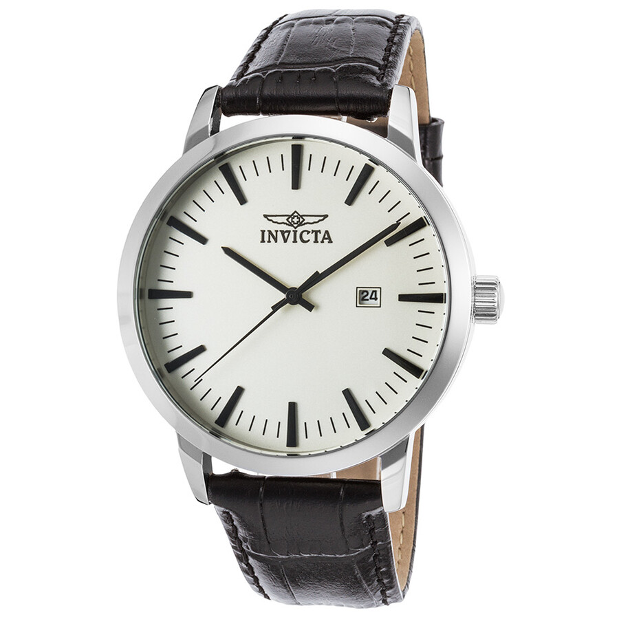 Invicta Specialty White Dial Black Leather Men's Watch 22314 ...