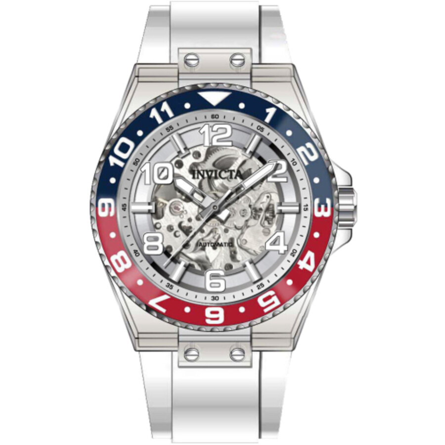Invicta Speedway Automatic Skeleton Silver Dial Pepsi Bezel Men's Watch ...