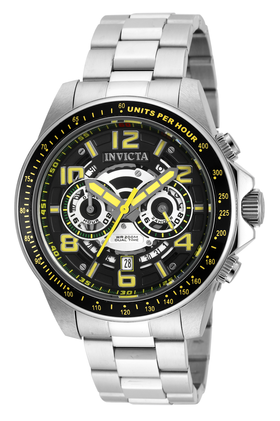 Invicta Speedway Dual Time Black Dial Stainless Steel Men's Watch 19282 ...