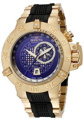 Invicta Subaqua Blue Dial 18K Gold Plated Men's Watch 6166 843836061667 ...