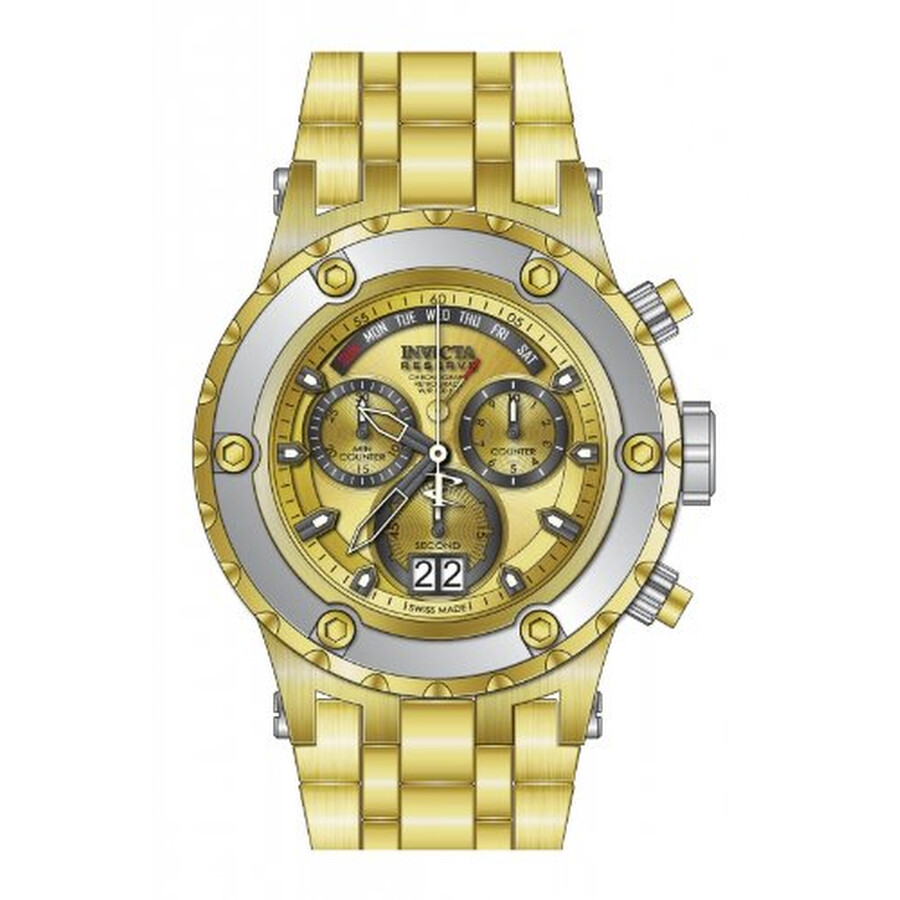 Invicta Subaqua Chronograph Champagne Dial Gold-plated Men's Watch ...