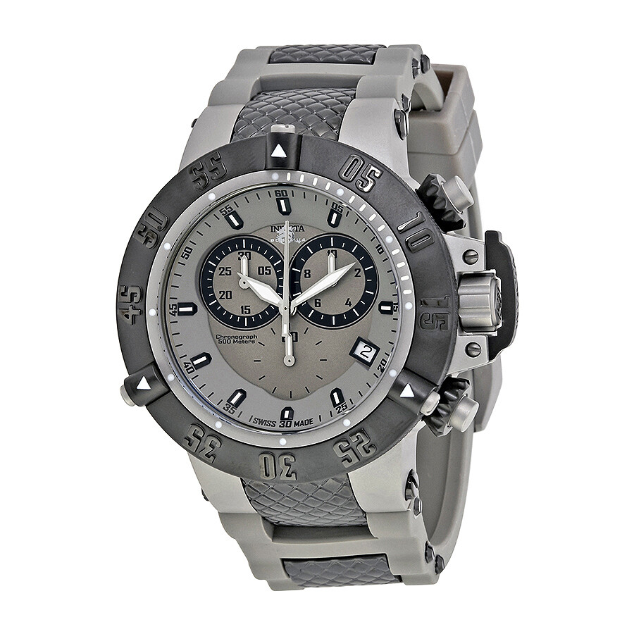 Invicta Subaqua Chronograph Grey Dial Grey Silicone Men's Watch 17214 ...