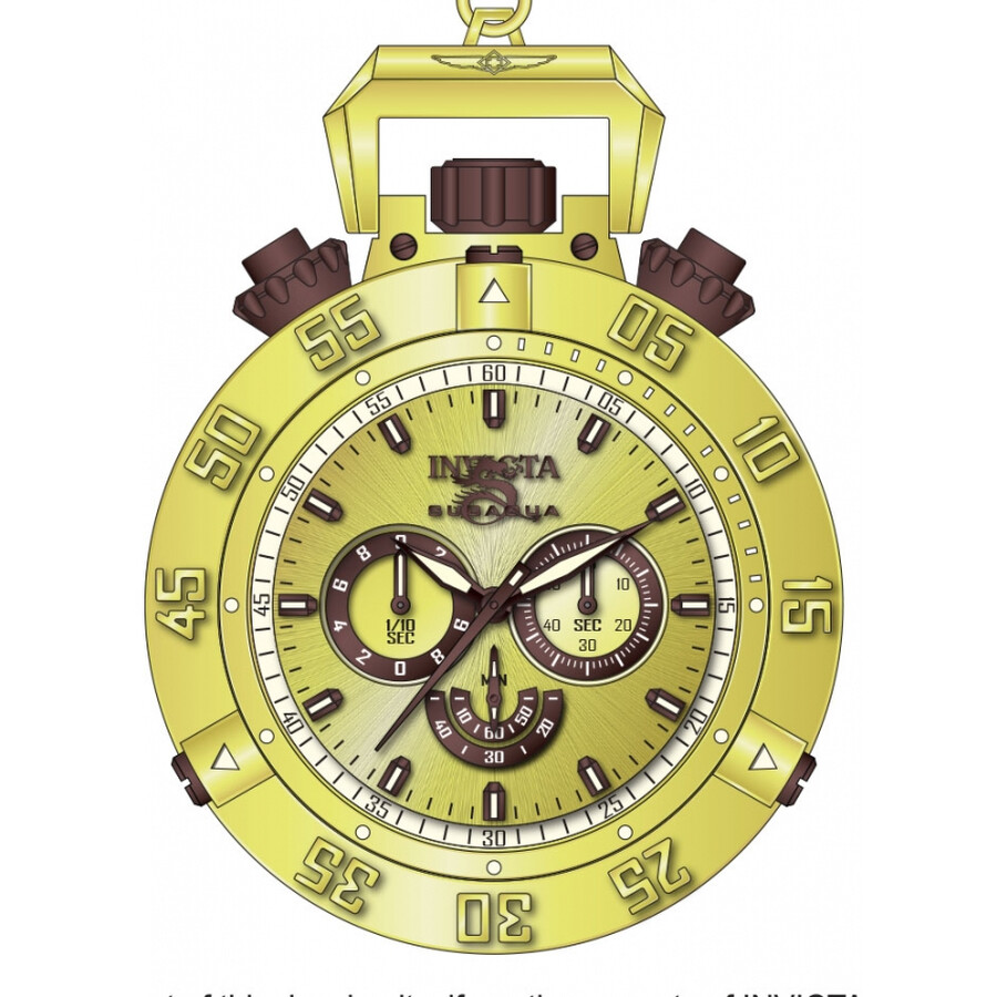 Invicta Subaqua Chronograph Quartz Gold Dial Men's Pocket Watch 34691 ...