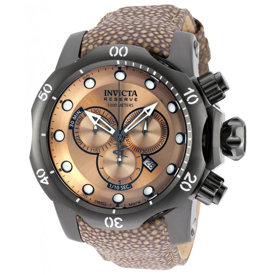 Invicta Venom Bronze Dial Brown Leather Men's Chronograph Watch 18307 ...