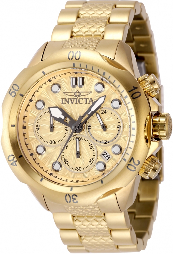 Invicta Venom Chronograph GMT Quartz Gold Dial Men's Watch 47753 ...