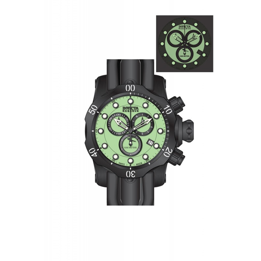 Invicta Venom Chronograph Green Dial Black Polyurethane Men's Watch ...
