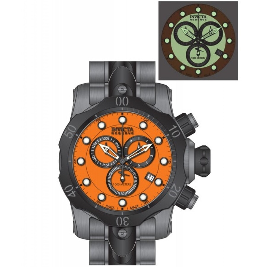 Invicta Venom Chronograph Orange Dial Black and Gunmetal Ion-plated Men ...