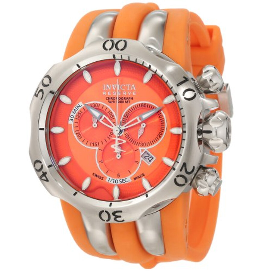 Invicta Venom Chronograph Orange Dial Stainless Steel Orange ...
