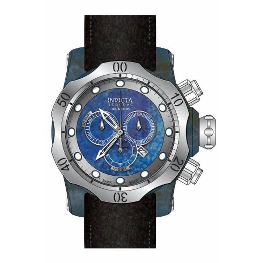 Invicta Venom Chronograph Titanium Dial Black Leather Men's Watch 15997 ...
