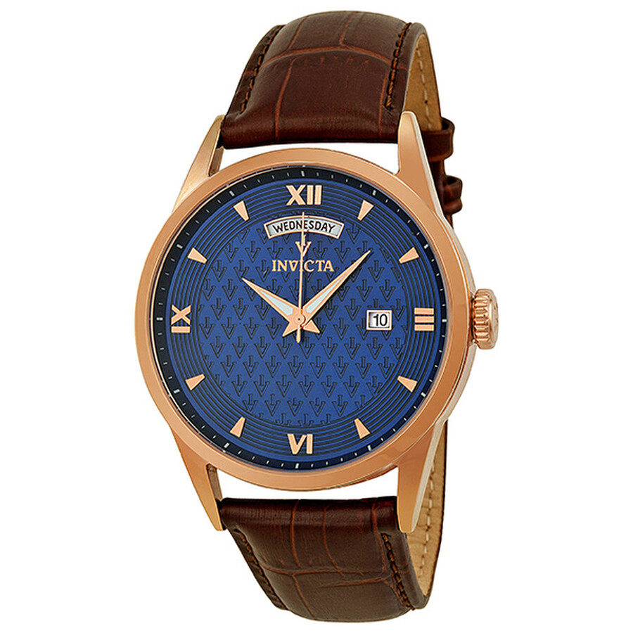 Invicta Vintage Blue Dial Brown Leather Men's Watch 12246 886678122462 ...