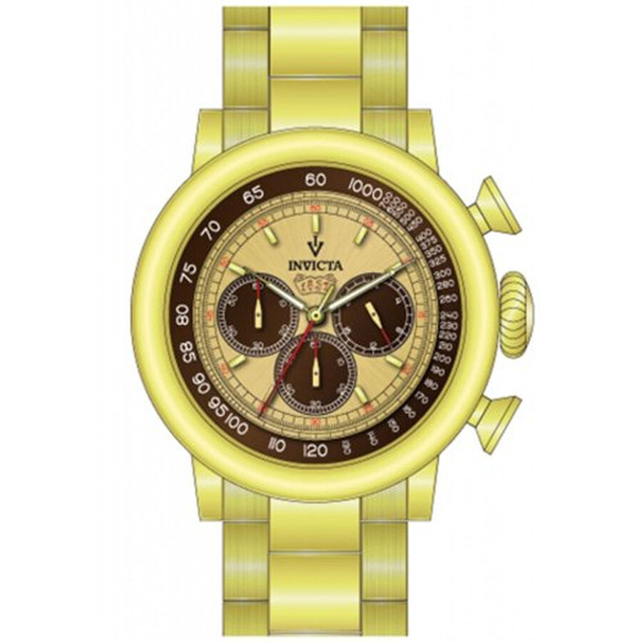 Invicta Vintage Chronograph Brown Dial Gold-plated Men's Watch 15064 ...