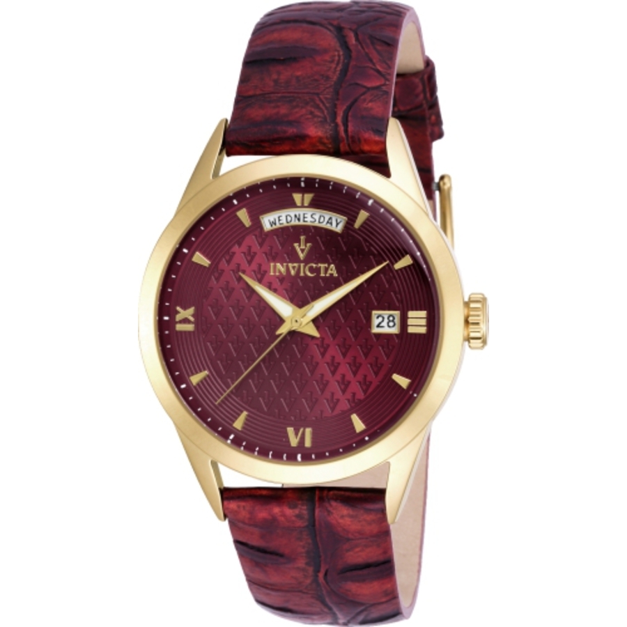 Invicta Vintage Date Day Quartz Red Dial Ladies Watch 18472 ...