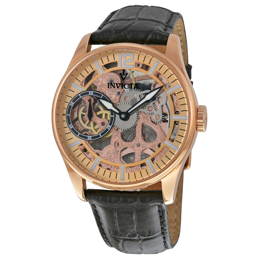 Invicta Vintage Mechanical Rose Gold Skelton Dial Men's Watch 12407 ...